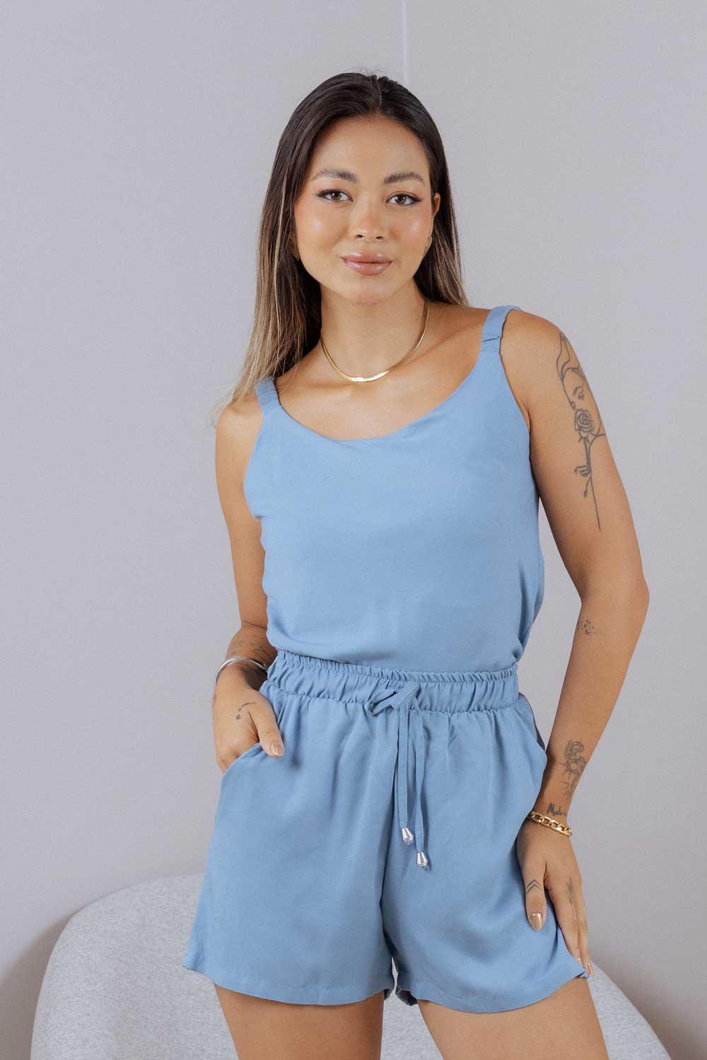 Conjunto Feminino de Viscose Nina AZUL | Livny Online Store