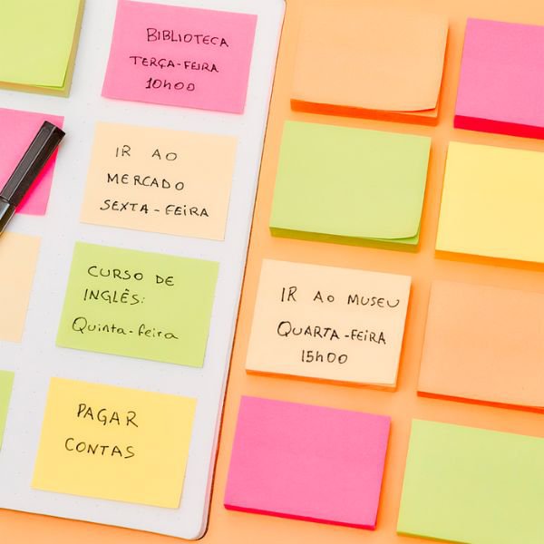 Bloco Adesivo Post-it Para Recado Colorido Neon com 400 Folhas