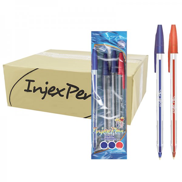 CANETA INJEX PEN 1.0 AZUL/VERMELHA CARTELA C/3X50 | JC Atacado de ...