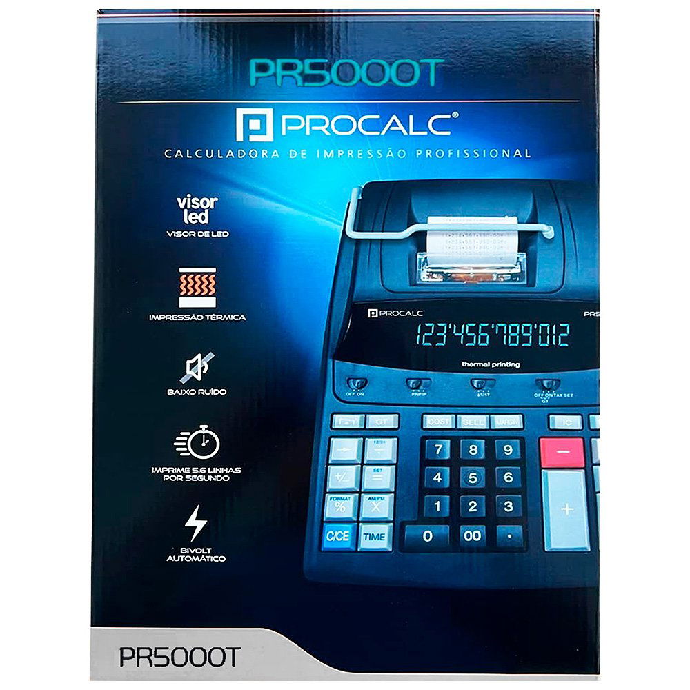 CALCULADORA PROCALC 35X26CM 12DÍGITOS C/BOBINA PR5000T
