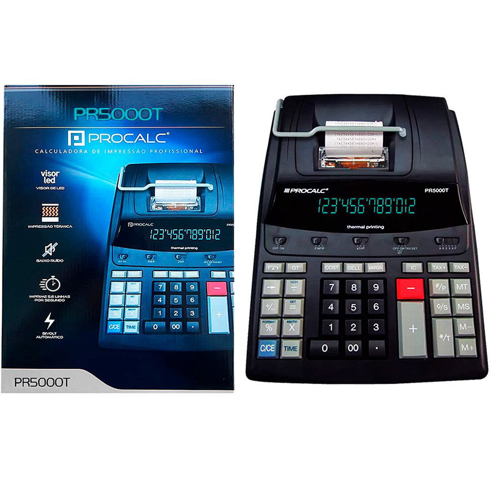 CALCULADORA PROCALC 35X26CM 12DÍGITOS C/BOBINA PR5000T
